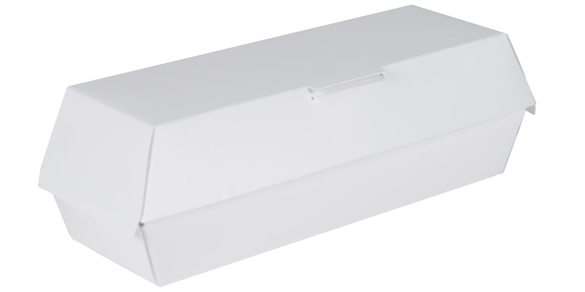 White Foot-Long Hot Dog Clamshell (400 Containers Per Case)